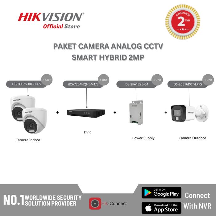 Promo HIKVISION - Paket Camera Analog 2MP (1 Outdoor + 2 Indoor + 1 ...