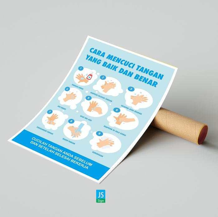 Jual POSTER SAFETY K3, CUCI TANGAN Ukuran A2 - A3(45x30cm) - Kab ...
