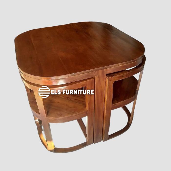 Jual Set Meja Makan Minimalis Kayu Jati Kursi Rapi di Dalam Meja - Kab ...