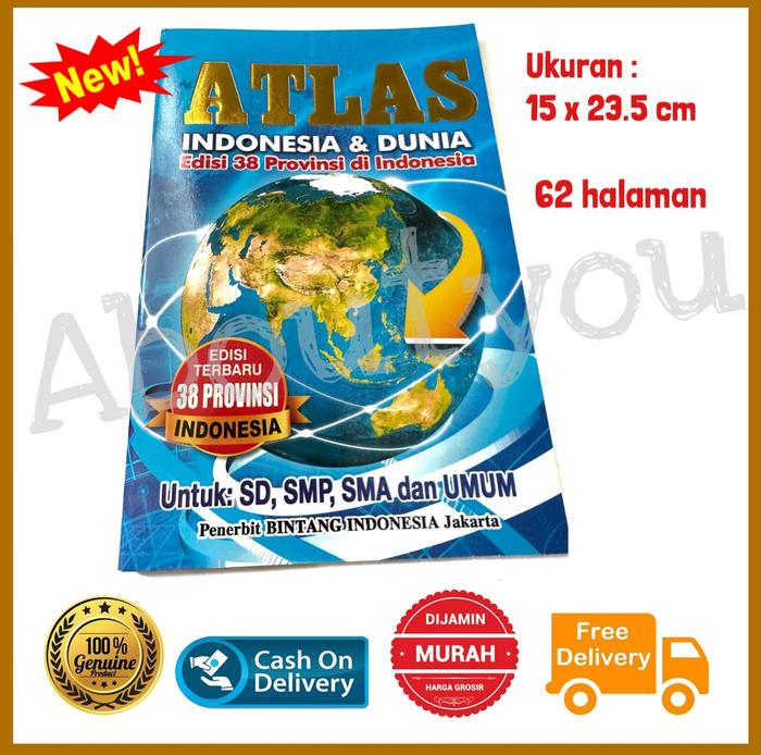 Jual Buku ATLAS Indonesia Peta Dunia Geografi Indonesia 34 Provinsi SD ...