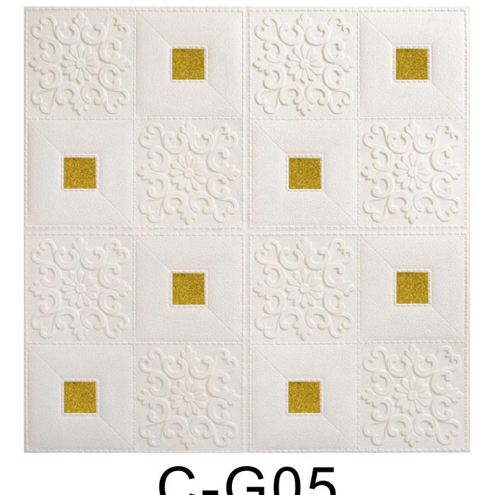 Jual wallpaper foam peredam panas pada plafon- batik kotak gold tebal ...