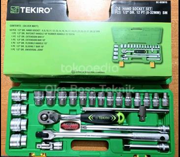 Jual Kunci Sok set TEKIRO 8-32mm 24 pcs/1/2" DR Socket Set 24 pc Segi ...