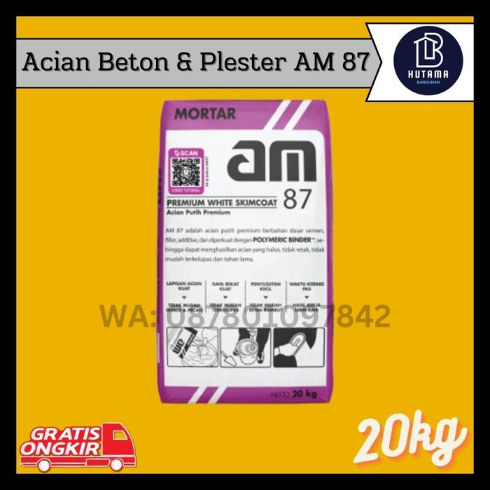 Jual AM 87 Premium White Skim Coat Acian Beton & Plester / 20Kg - Kota ...