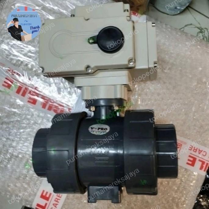 Jual Ball Valve PVC Acutuator Electric Motorized 24VDC 11/2" inch ...