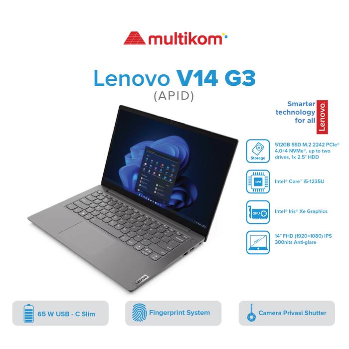 Promo Lenovo V14 G3 APID i5-1235U 8GB 512SSD 14″ FHD IPS W11 OHS Cicil ...