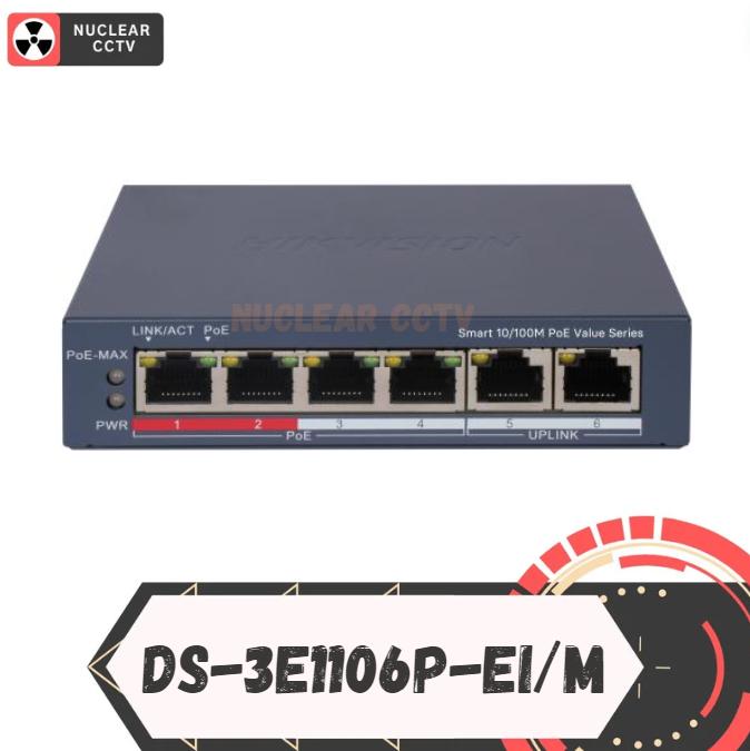 Jual POE Switch HIKVISION 4 Port DS-3E1106P-EI/M Fast Ethernet Smart ...
