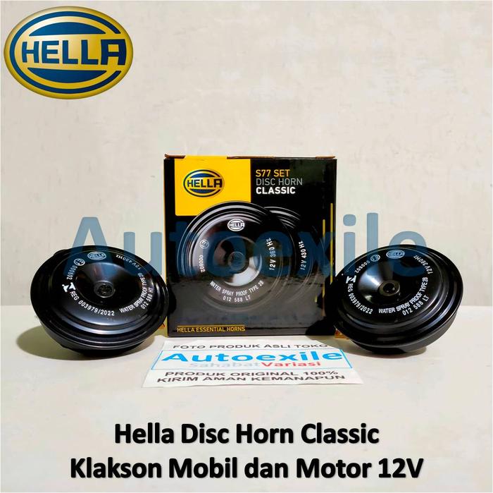 Jual Hella Disc Horn Classic S77 Set 12V Anti Semprot Air Klakson Motor ...
