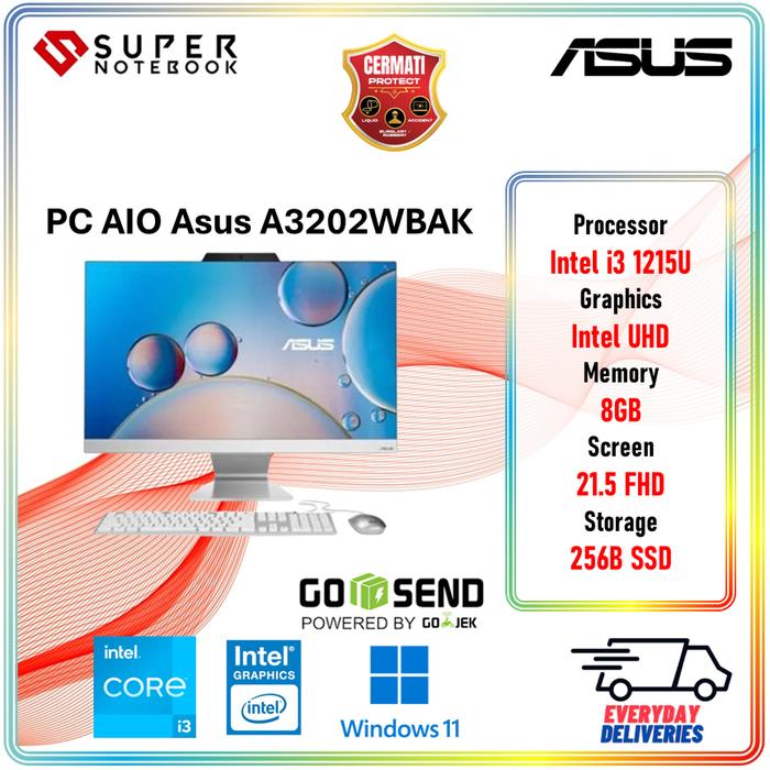 Jual PC Asus AIO A3202WBAK Core i3-1215U 8GB 256GB SSD 21.5″ Full HD ...