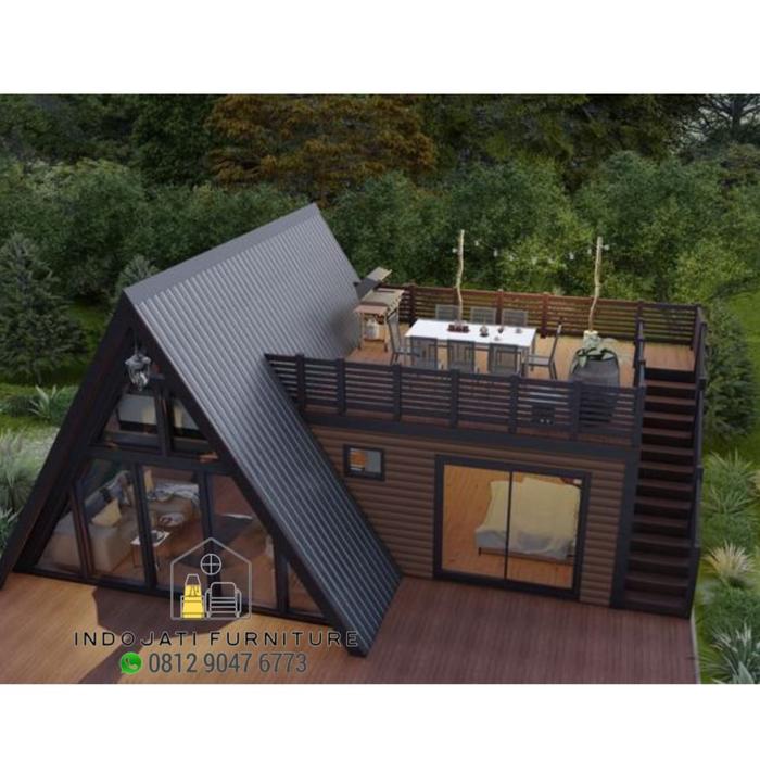 Jual rumah kayu jati segitiga model minimalis ukuran 7 x 6 meter - Kab. Jepara - indoJati ...