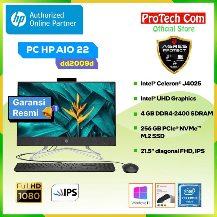 Promo PC ALL IN ONE HP 22-DD2009D J4025 4GB 256GB SSD 21.5" FHD OHS W11 Cicil 0% 3x - Jakarta ...