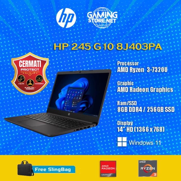 Jual Laptop HP 245 G10 Ryzen 3-7320U SSD 256GB 14" AMD Radeon Graphics ...