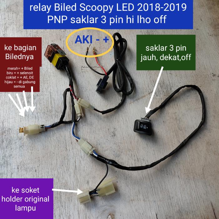 Jual relay Biled untuk Scoopy LED 2018-2019 K93 PNP saklar 3 pin hi lho ...