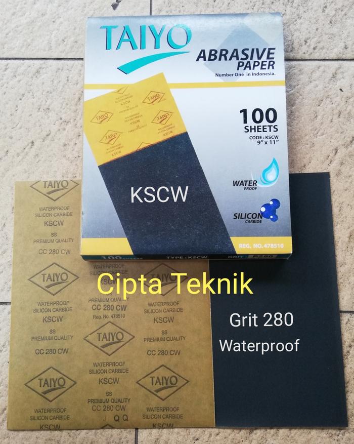Jual Amplas Kertas Taiyo Grit 280 KSCW Waterproof Tahan Air CC 280 CW ...