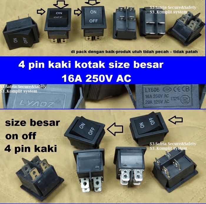 Jual tombol on off Besar 4Pin Kotak Switch Saklar ON OFF power I O ...