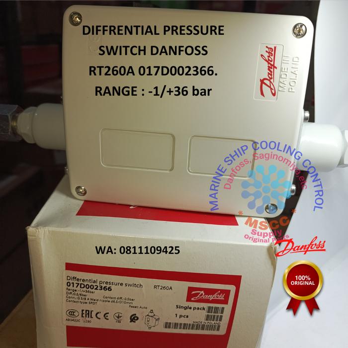 Jual Danfoss Differential Pressure Switch RT260A 017D002366. -1/+36 bar ...