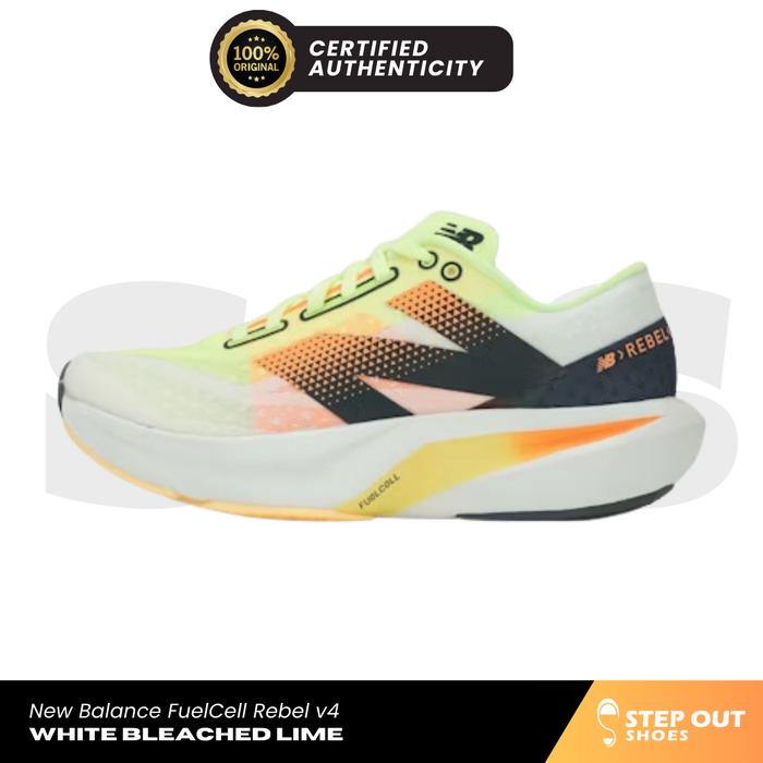 Promo Sepatu Running New Balance FuelCell Rebel v4 White Bleach Lime ...