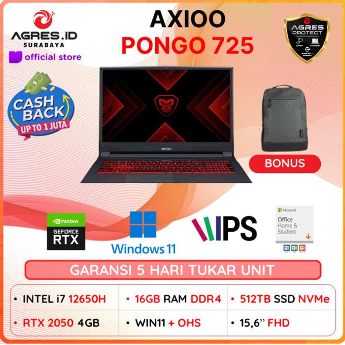Promo AXIOO Pongo 725 RTX2050 4GB / i7 12650h16GB 512GB W11PRO 15.6FHD ...