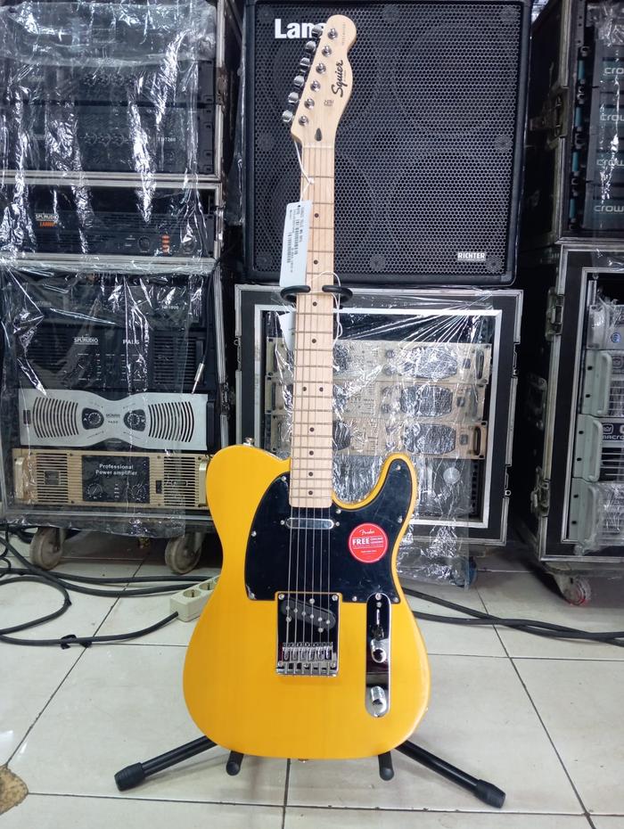 Jual Squier Sonic Telecaster Electric Guitar w/Black Pickguard, Maple FB, Butterscotch Blonde ...