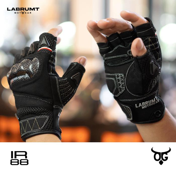 Promo Gloves Motor Half Finger Labrumt Motogear IR-88 - Putih Merah ...