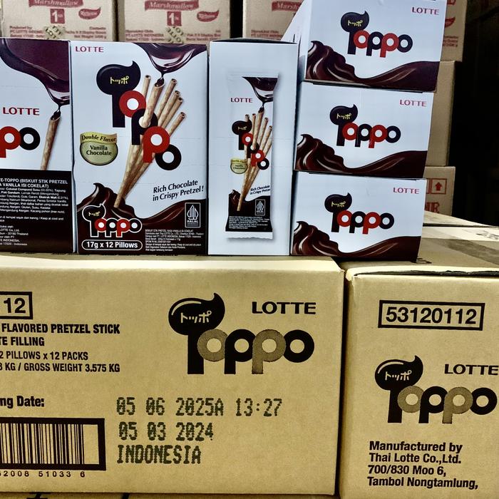 Jual Toppo Biskuit Stik Vanilla Isi Chocolate Kemasan 1 Box isi 12 ...