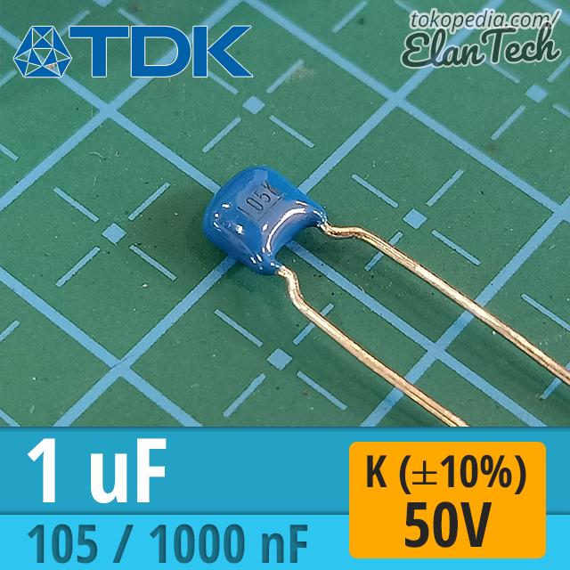 Jual 1uF / 105 50V TDK Multilayer Ceramic Capacitor MLCC 1 uF / 1000nF Kapasitor ElanTech ...