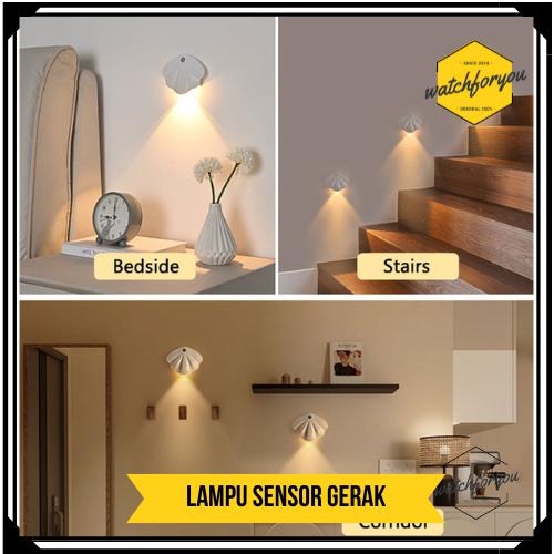 Promo Lampu LED Sensor Gerak PIR Shell Night Light 3 Color Tempel ...