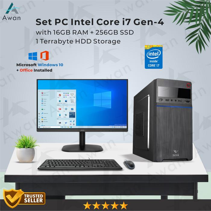 Jual Set PC Komputer Intel Core i7 Gen-4 RAM 16GB SSD || Frameless ...