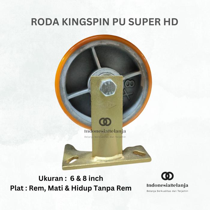 Jual Roda Polyurethane Kingspin 8 inch Mati/Fixed Super Heavy Duty ...