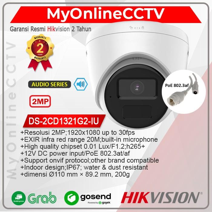 Promo DS-2CD1321G0-IU 2MP Audio Infra Red indoor Hikvision CCTV IP Camera DOME POE Cicil 0% 3x ...