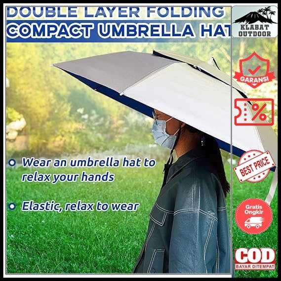 Jual Topi Payung Kepala Besar Jumbo Dua Lapis Anti Bocor Headband ...