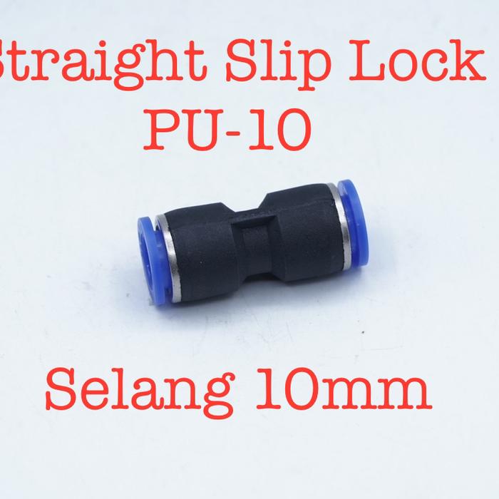 Jual PU-10 PU10 Konektor Fitting Lurus Slip Lock Selang 10mm X 10mm Straight Connector Pneumatic ...
