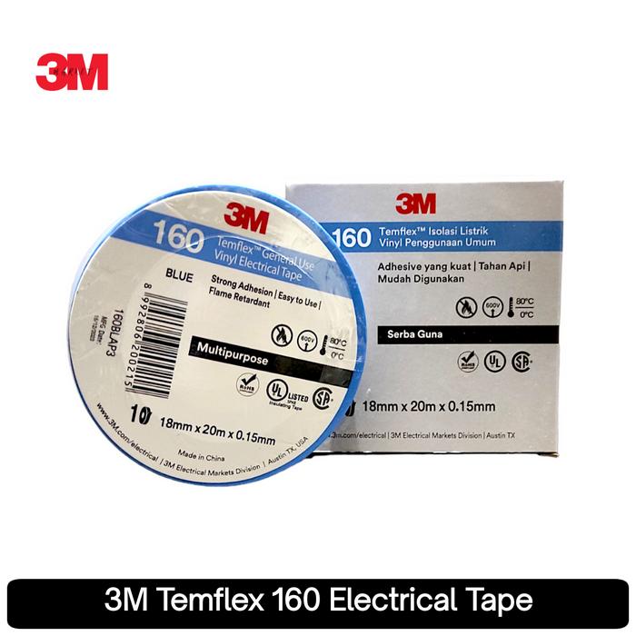Jual 3M Temflex 160 Electrical Tape / 3M Isolasi Listrik Temflex 160 Vinyl Penggunaan Umum ...