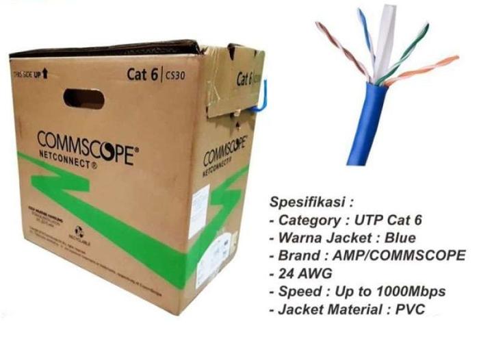 Jual AMP Kabel Data UTP Cat6 Commscope Kabel LAN CAT 6 BIRU 305M - Kota ...
