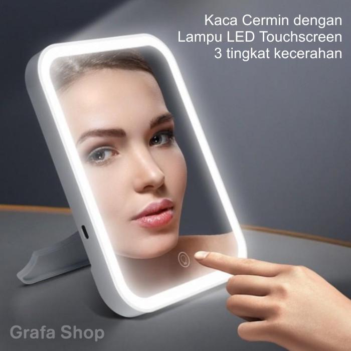 Jual Cermin Makeup lampu LED layar sentuh Kaca Cermin Rias Rechargeable ...
