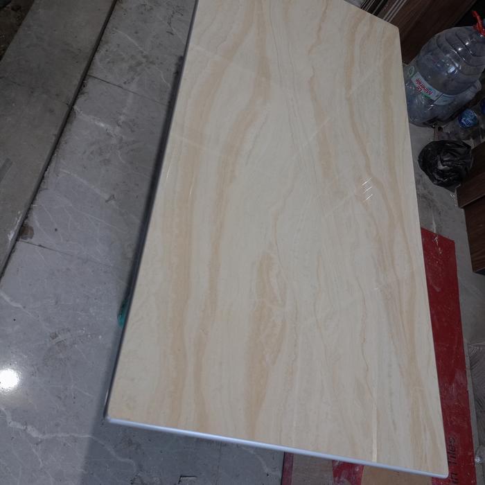 Jual meja granite/meja ruang tamu motif travertine beige 60x120 dobel ...