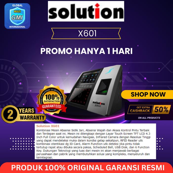 Promo SOLUTION X601 MESIN ABSENSI DAN AKSE KONTROL CARD FACE ID NO TOUCH - Kab. Bekasi - GLOBAL ...