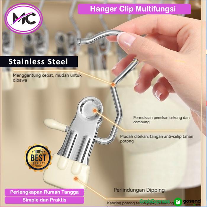 Jual Gantungan Jemuran Jepitan Baju Stainless Hanger Klip Multifungsi ...