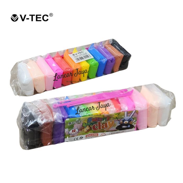 Jual Super Light Clay V-TEC SLC-1290/MC 12 Warna / Plastisin / Ultra ...