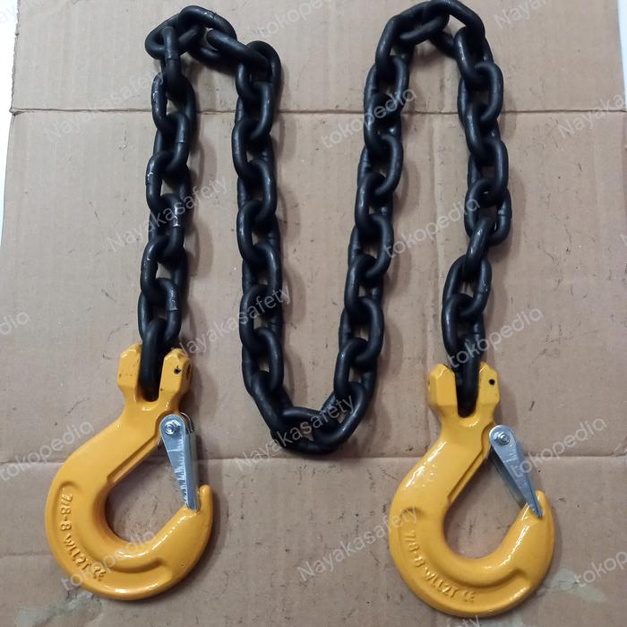 Jual Rantai Baja RRT G80 Diameter 8mm 1 Mtr + Clevis Hook 2 Ton Kedua ...