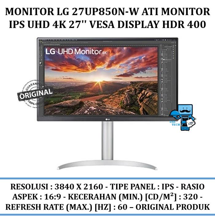 Jual Monitor LG 27UP850N-W ATI Monitor IPS UHD 4K 27'' Vesa Display HDR ...