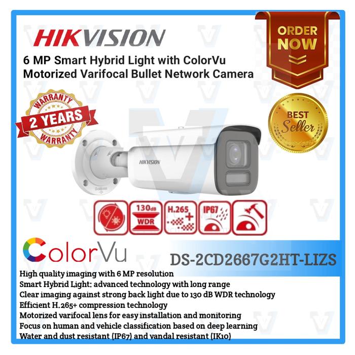 Jual DS-2CD2667G2HT-LIZS Hikvision 6 MP Smart Hybrid Light with ColorVu Motorized Varifocal ...