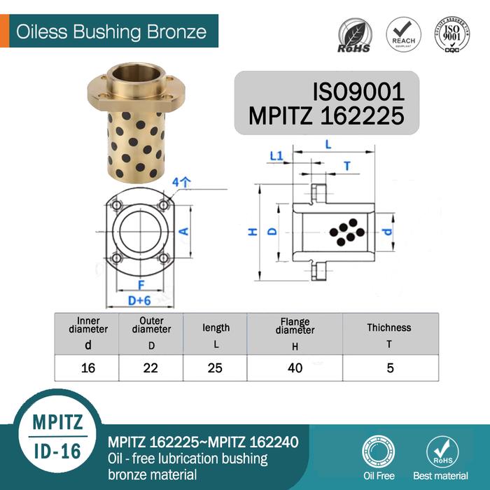 Jual Bushing Oiless MPITZ ID = 16mm Oil-free/self-lubricating graphite ...