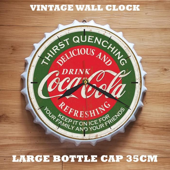 Jual jam dinding tutup botol coca cola retro wall clock industrial ...