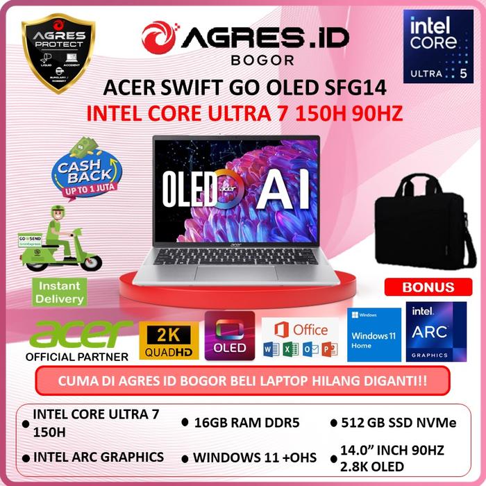 Promo Acer Swift Go Oled Sfg14 Ultra 7 155h 16gb 512gb Win11 + Ohs 14.0 ...