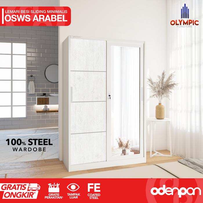 Promo OLYMPIC OSWS ARABEL Lemari Pakaian Baju 2 Pintu Besi Sliding ...