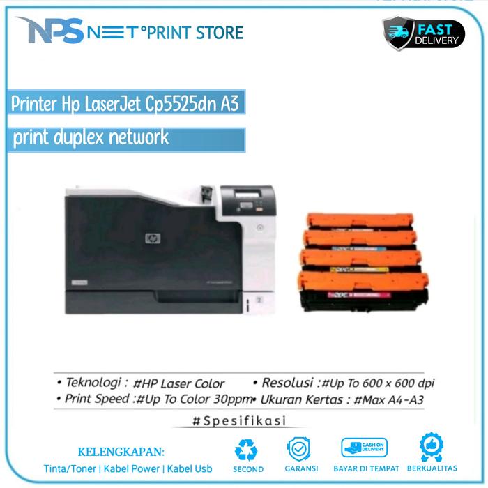 Jual Printer Hp LaserJet Color Cp5525dn Duplex network A3 second ...