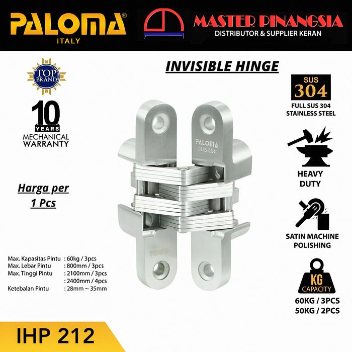 Jual PALOMA IHP 212 INVISIBLE HINGE ENGSEL TANAM STAINLESS SUS 304 ...