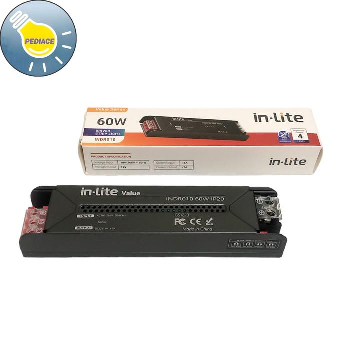 Jual Power Supply Adaptor 12V 60W INLITE INDR010 Driver Strip Light 7A ...