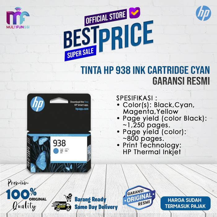 Jual Tinta HP 938 Ink Cartridge Black Cyan Magenta Yellow Garansi Resmi ...