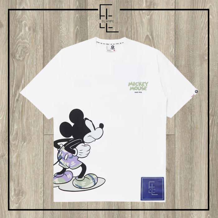 Jual AAPE x Disney Tshirt Mickey Mouse Starring Logo White Original ...